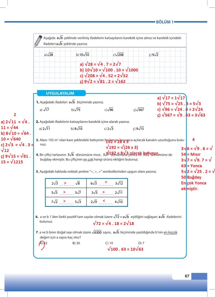 8. Sınıf Matematik Sayfa 67 Cevabı Meb Yayınları - derskitabicevaplarim.com