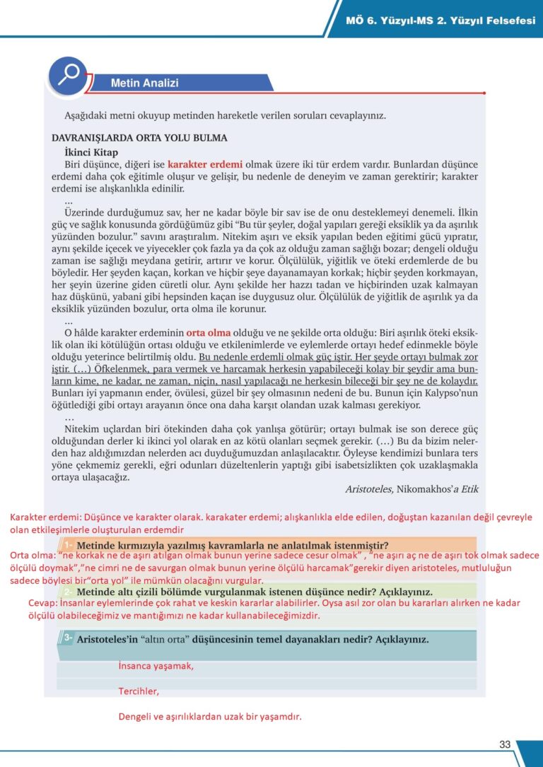 11. Sınıf Felsefe Meb Yayınları Sayfa 33 Cevapları – derskitabicevaplarim.com