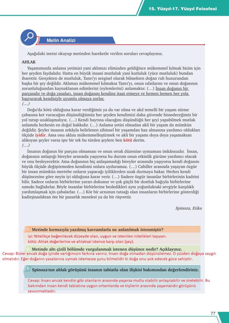 11. Sınıf Felsefe Meb Yayınları Sayfa 77 Cevapları – derskitabicevaplarim.com