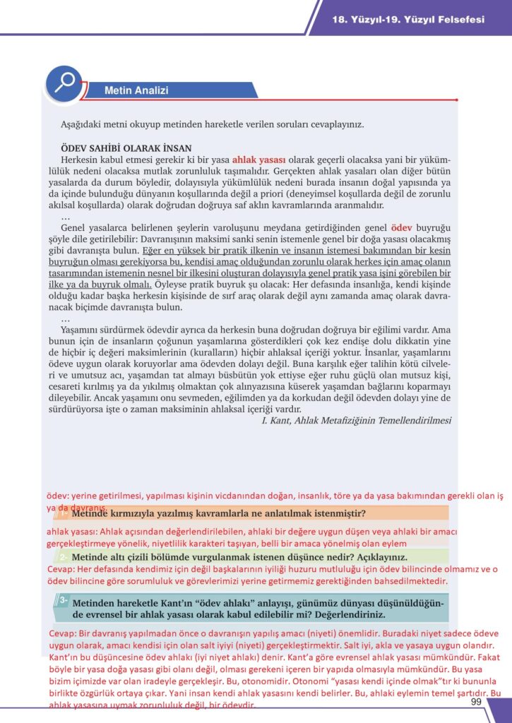 11. Sınıf Felsefe Meb Yayınları Sayfa 99 Cevapları – derskitabicevaplarim.com