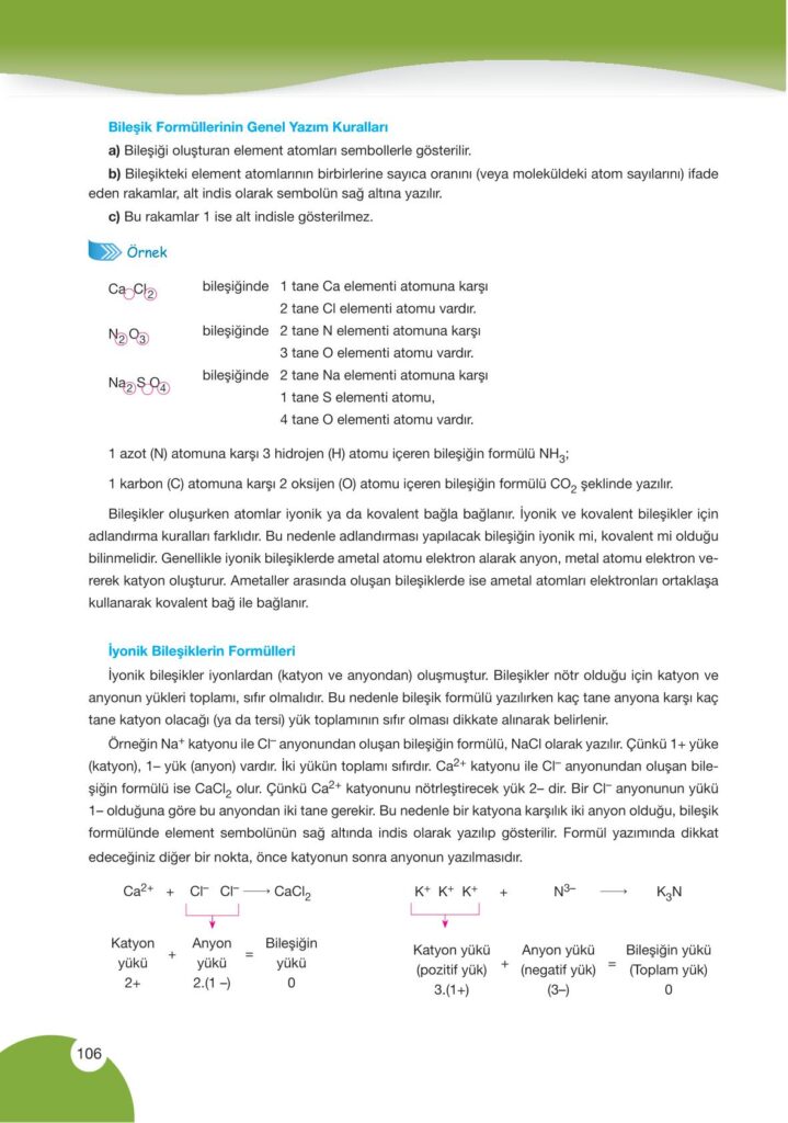9. Sınıf Kimya Ders Kitabı Pasifik Yayınları Sayfa 106 Cevapları – derskitabicevaplarim.com