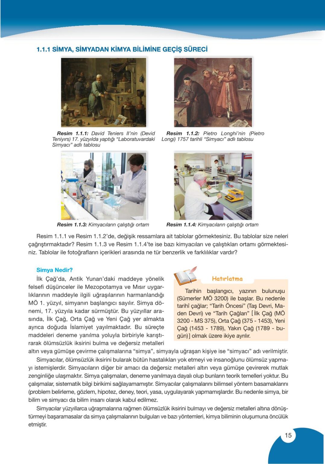 9. Sınıf Kimya Ders Kitabı Pasifik Yayınları Sayfa 15 Cevapları – derskitabicevaplarim.com