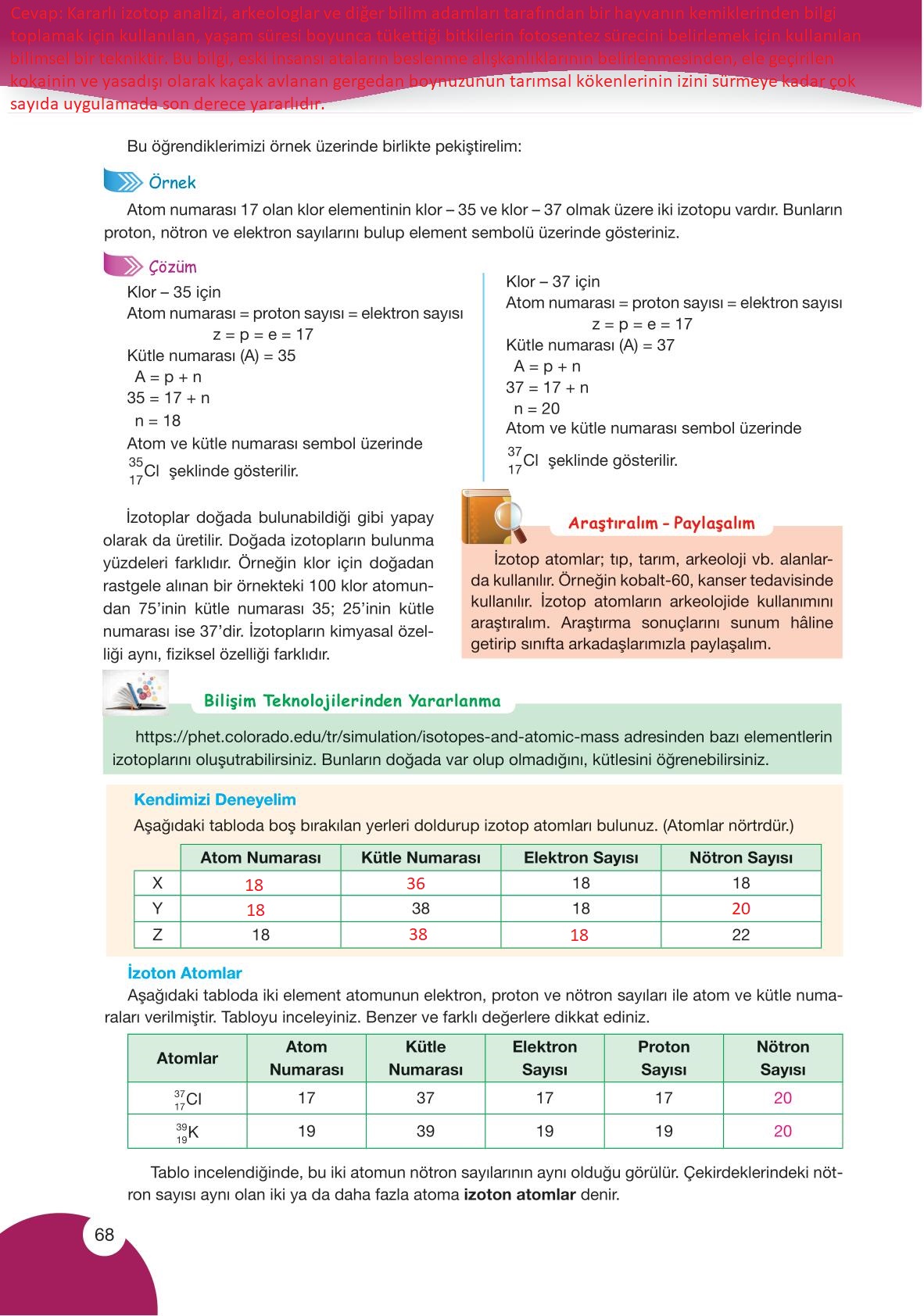 9. Sınıf Kimya Ders Kitabı Pasifik Yayınları Sayfa 68 Cevapları – derskitabicevaplarim.com