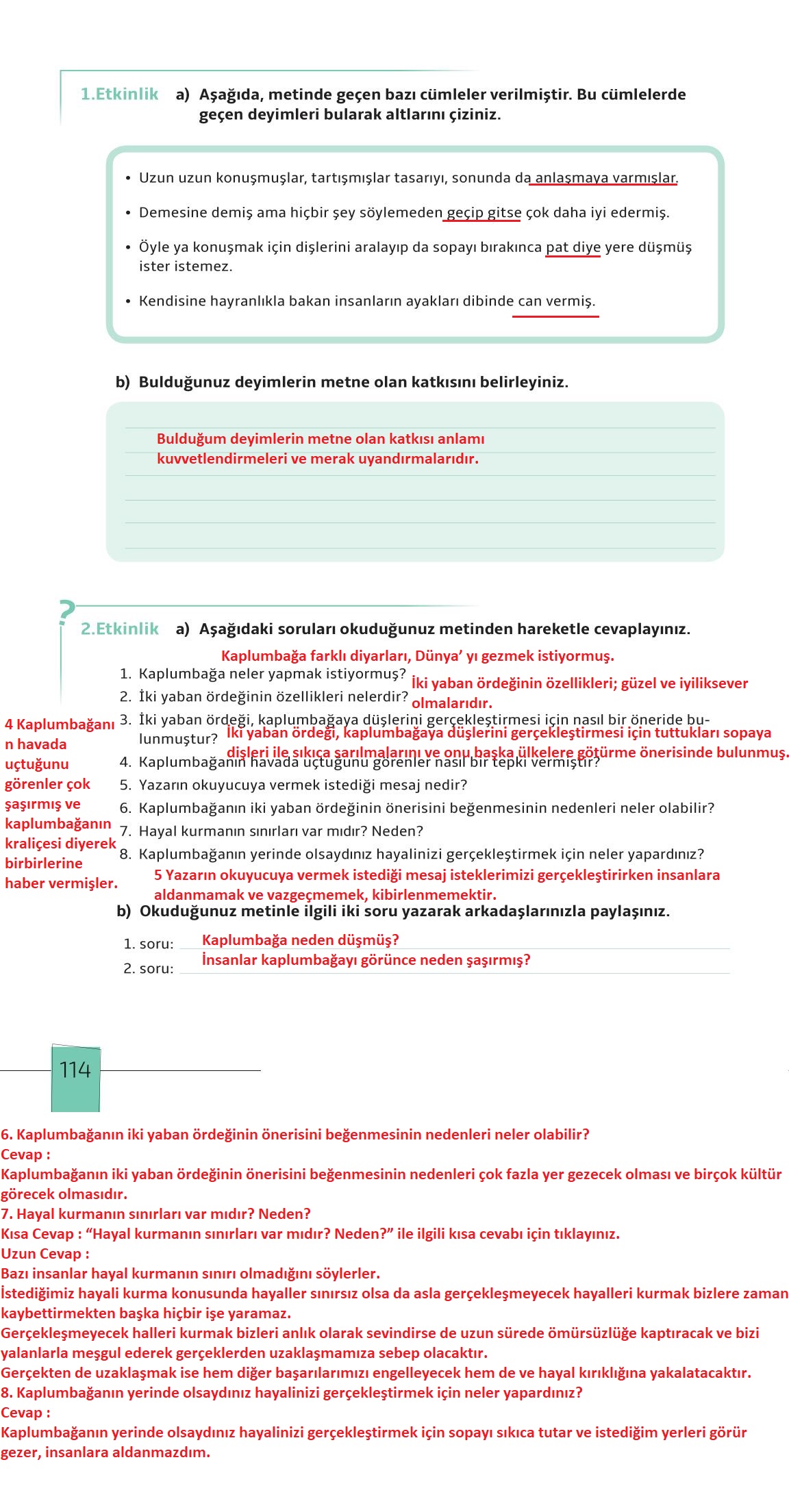 7. Sınıf Türkçe Meb Yayınları Sayfa 114 Cevapları ...