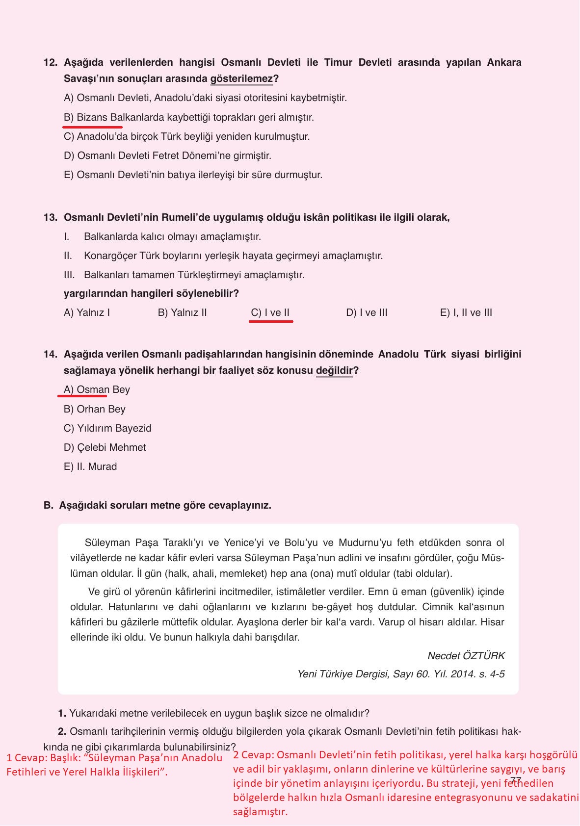 10. Sınıf Tarih Ders Kitabı Ata Yayınları Sayfa 77 Cevapları ...