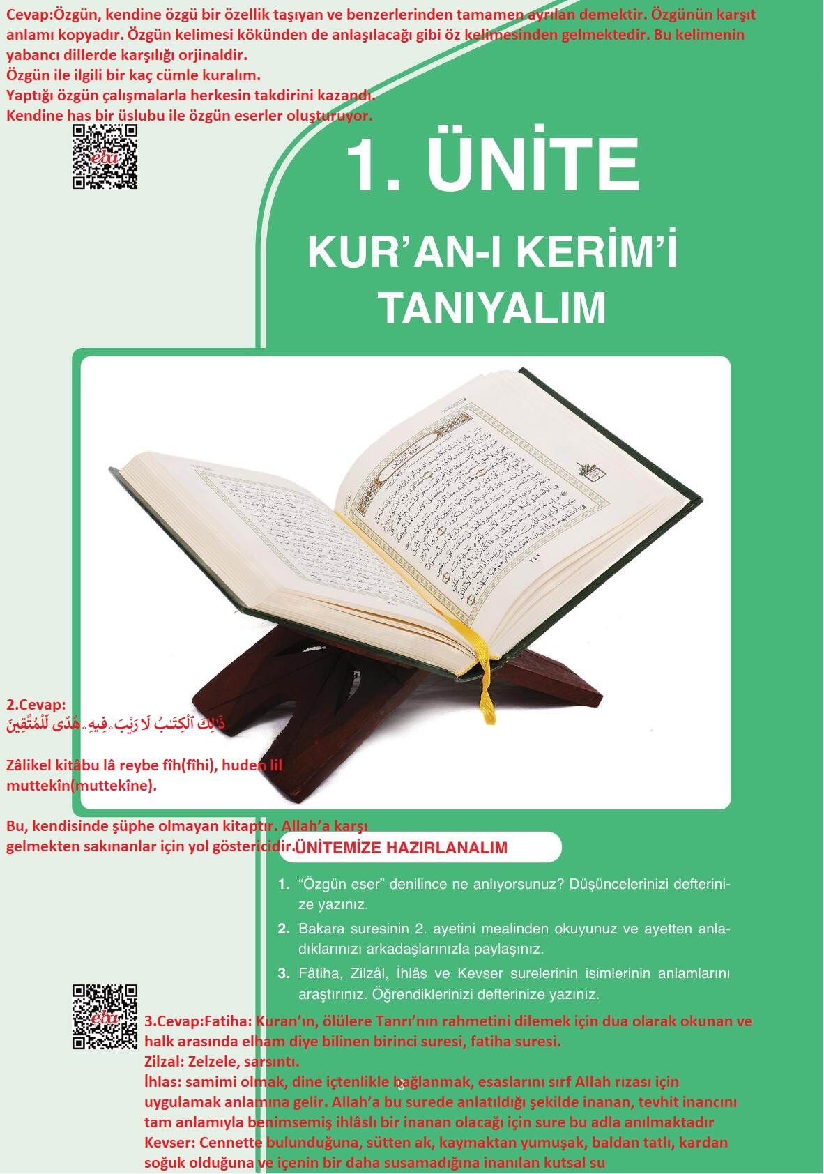 9. Sınıf Kuran-ı Kerim Ders Kitabı Ata Yayınları Sayfa 9 Cevapları – derskitabicevaplarim.com