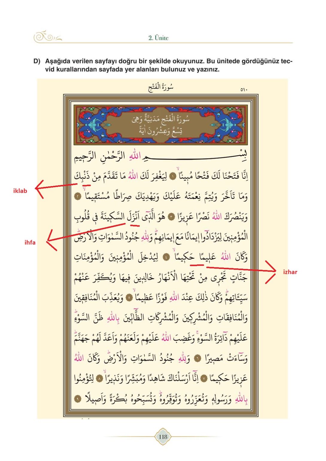7. Sınıf Kuran-ı Kerim Ders Kitabı Semih Ofset Yayınları Sayfa 118 Cevapları ...