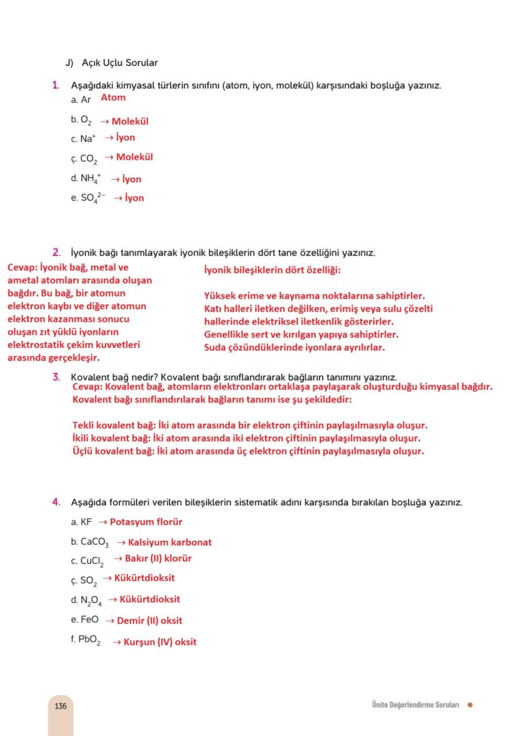 9. Sınıf Kimya Ders Kitabı Hecce Yayınları Sayfa 136 Cevapları – derskitabicevaplarim.com