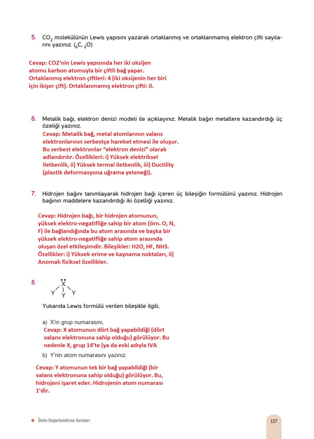 9. Sınıf Kimya Ders Kitabı Hecce Yayınları Sayfa 137 Cevapları – derskitabicevaplarim.com