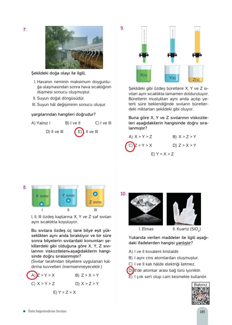 9. Sınıf Kimya Ders Kitabı Hecce Yayınları Sayfa 185 Cevapları – derskitabicevaplarim.com