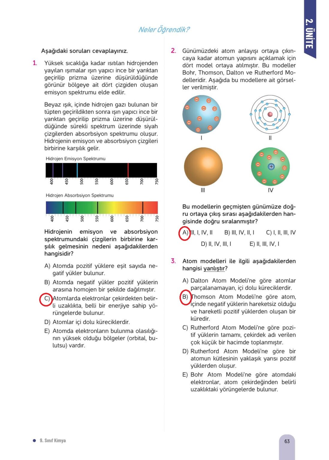 9. Sınıf Kimya Ders Kitabı Hecce Yayınları Sayfa 63 Cevapları – derskitabicevaplarim.com