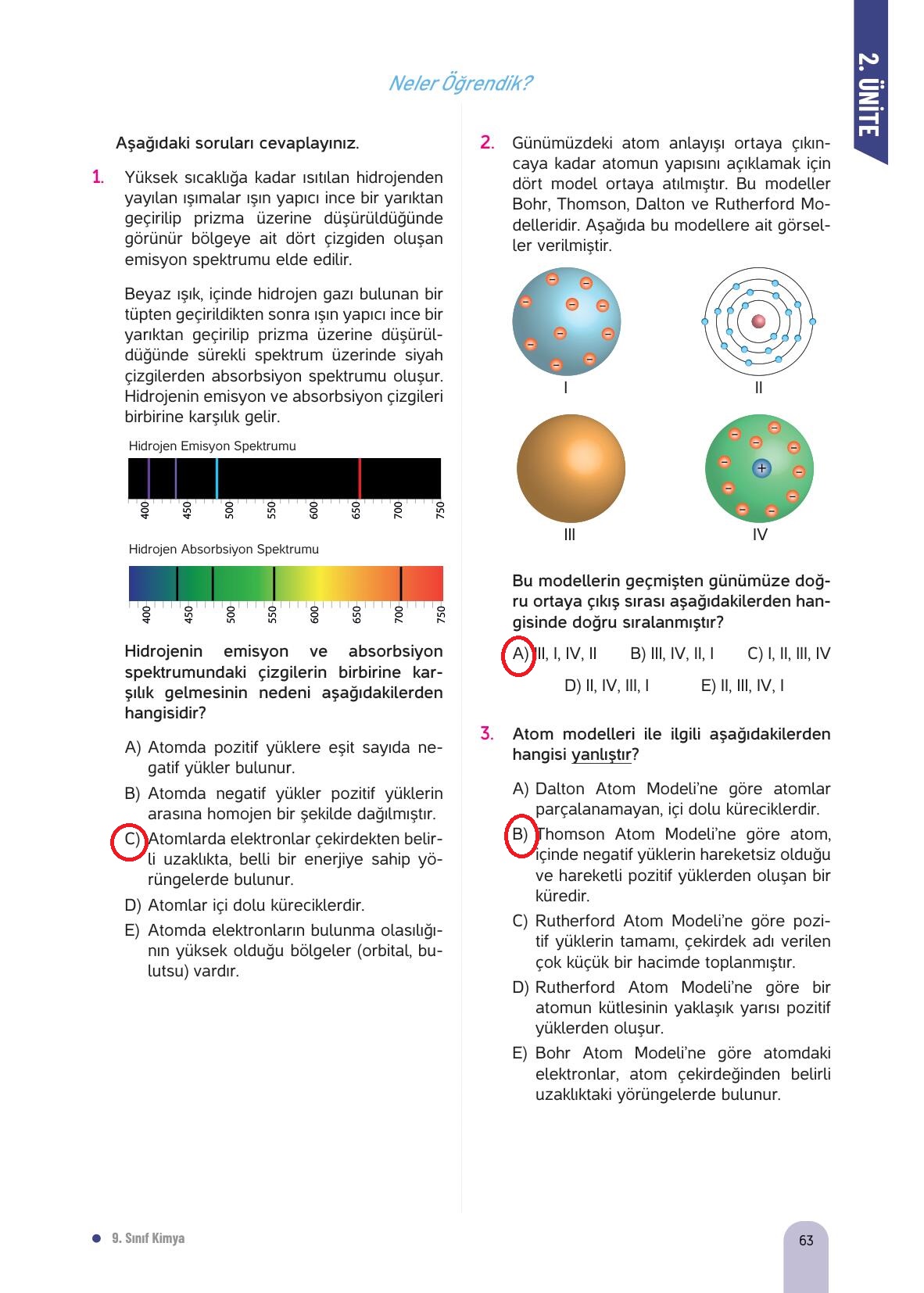 9. Sınıf Kimya Ders Kitabı Hecce Yayınları Sayfa 63 Cevapları – derskitabicevaplarim.com