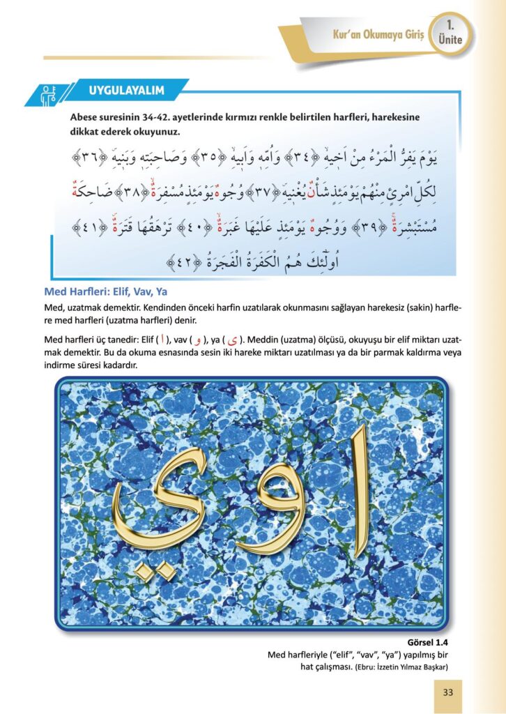 9. Sınıf Kuran-ı Kerim Ders Kitabı MEB Yayınları Sayfa 33 Cevapları – derskitabicevaplarim.com
