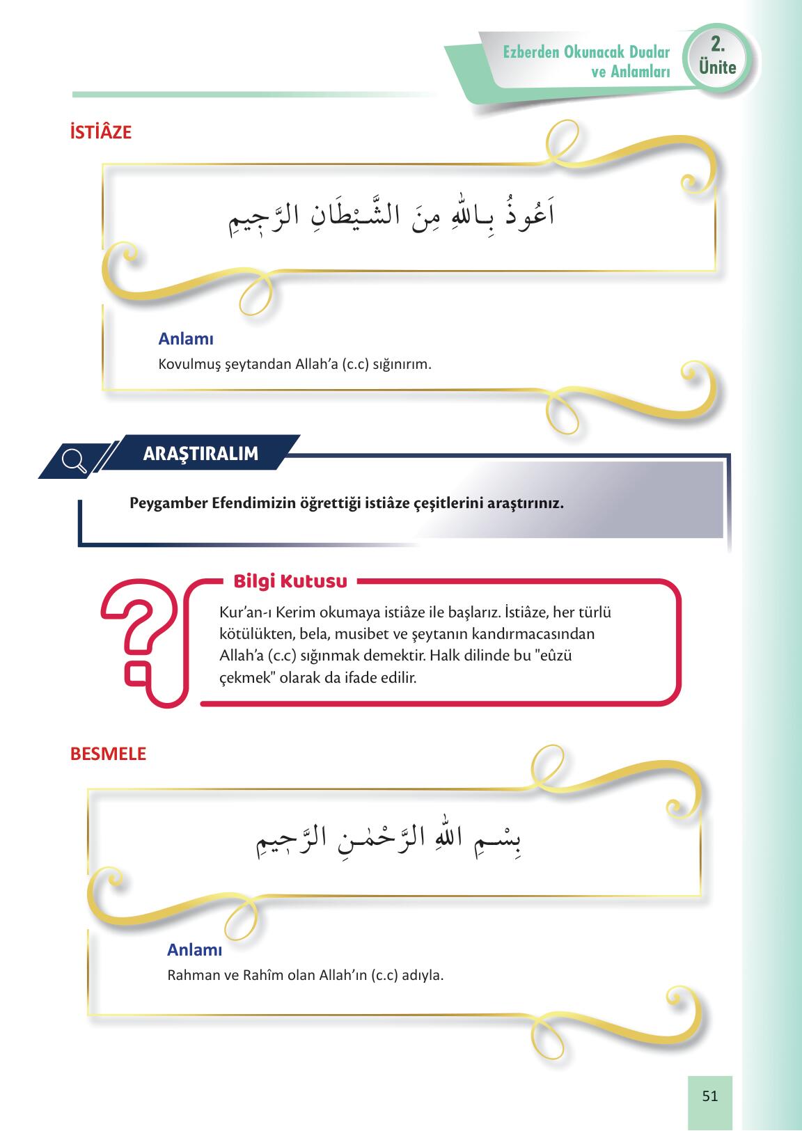 9. Sınıf Kuran-ı Kerim Ders Kitabı MEB Yayınları Sayfa 51 Cevapları – derskitabicevaplarim.com