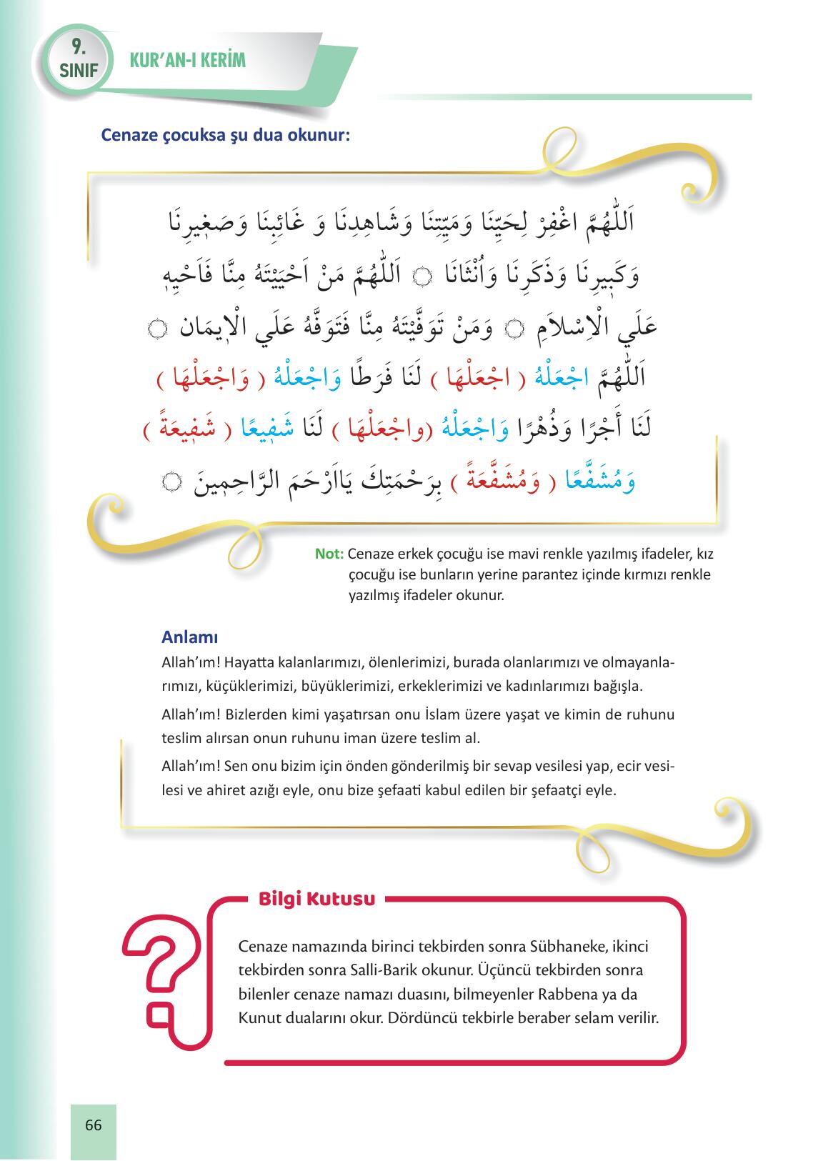 9. Sınıf Kuran-ı Kerim Ders Kitabı MEB Yayınları Sayfa 66 Cevapları – derskitabicevaplarim.com