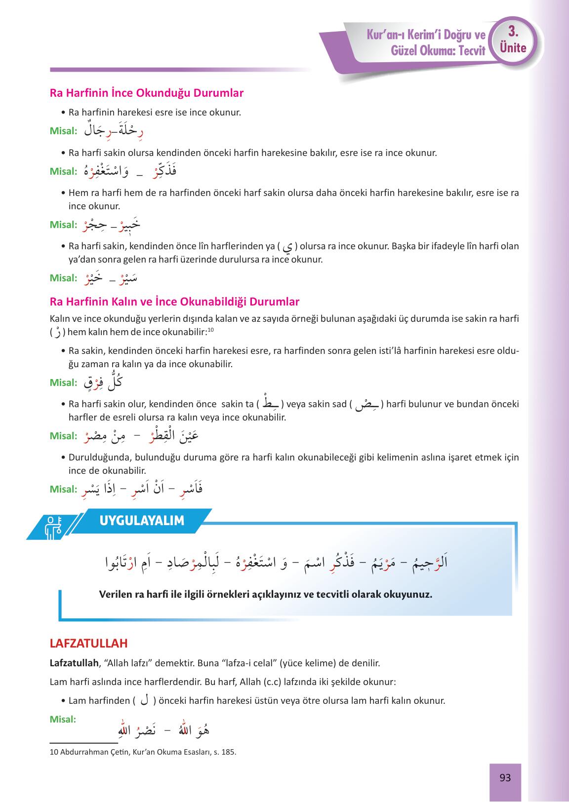 9. Sınıf Kuran-ı Kerim Ders Kitabı MEB Yayınları Sayfa 93 Cevapları – derskitabicevaplarim.com