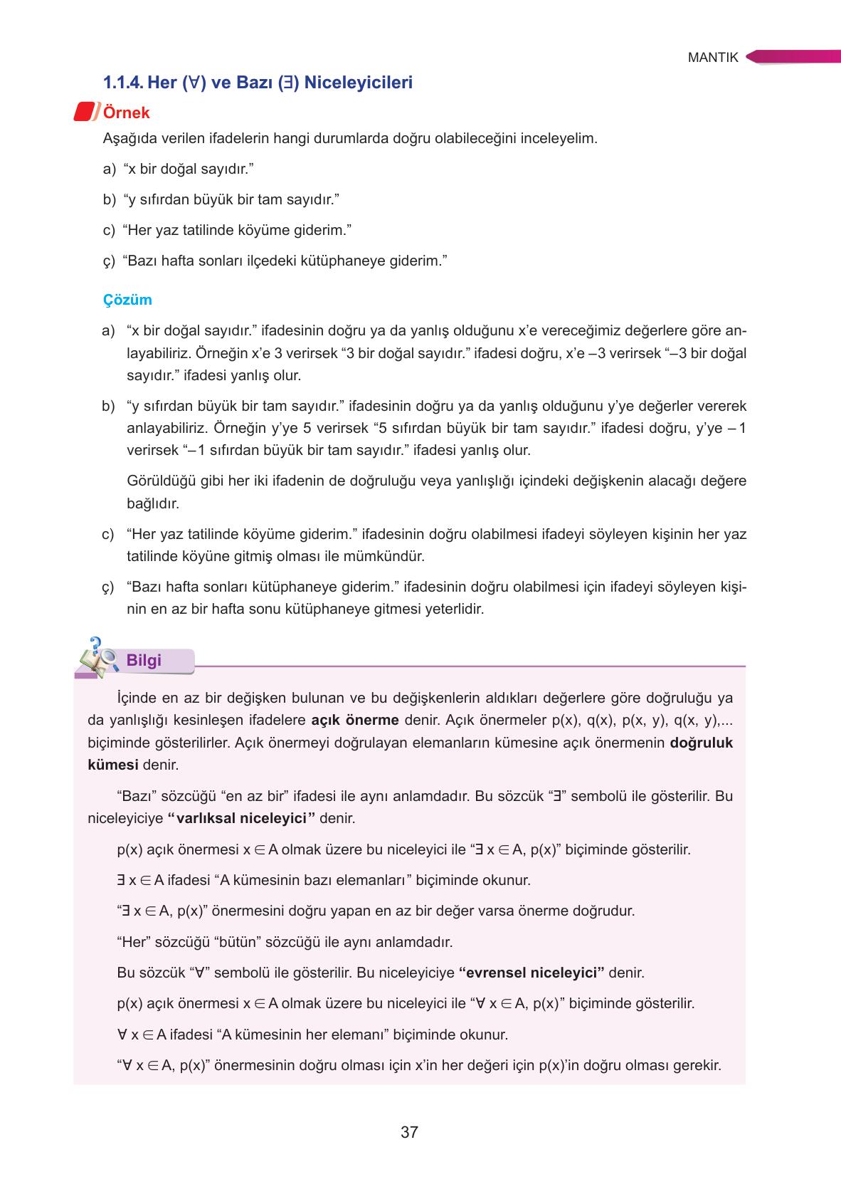 9. Sınıf Matematik Ders Kitabı Ata Yayıncılık Sayfa 37 Cevapları ...