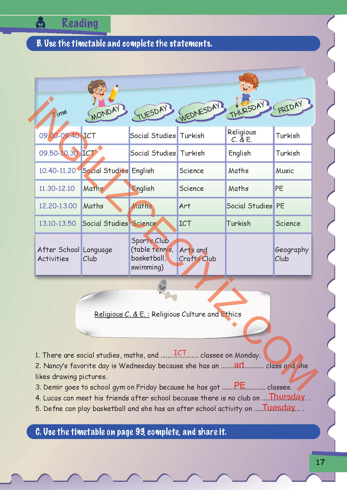 5. Sınıf Move Up 5 MEB Yayınları İngilizce Ders Kitabı Sayfa 17 ...