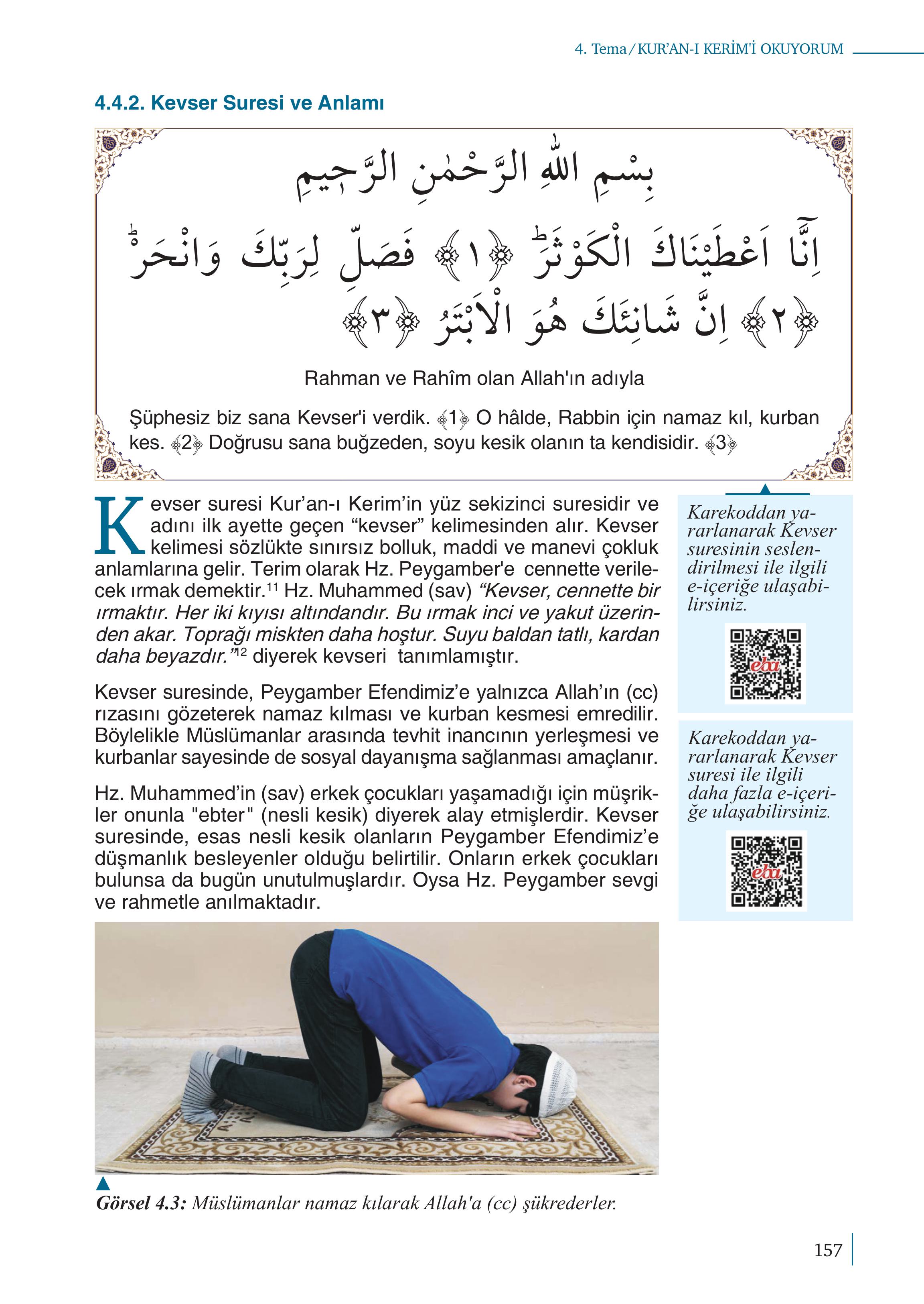 5. Sınıf Meb Yayınları Kur’an- Kerim Ders Kitabı Sayfa 157 Cevapları – derskitabicevaplarim.com