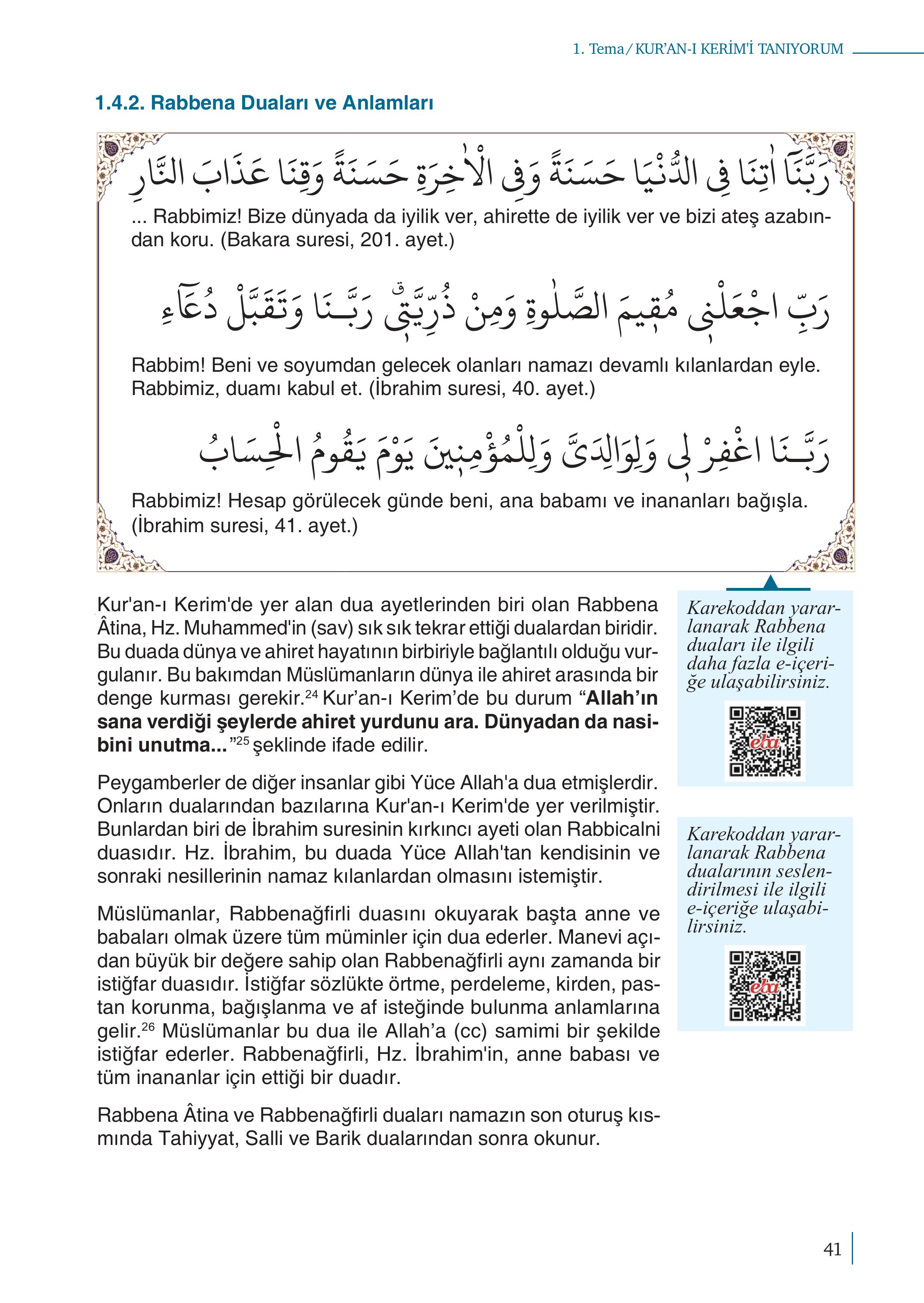 5. Sınıf Meb Yayınları Kur’an- Kerim Ders Kitabı Sayfa 41 Cevapları – derskitabicevaplarim.com
