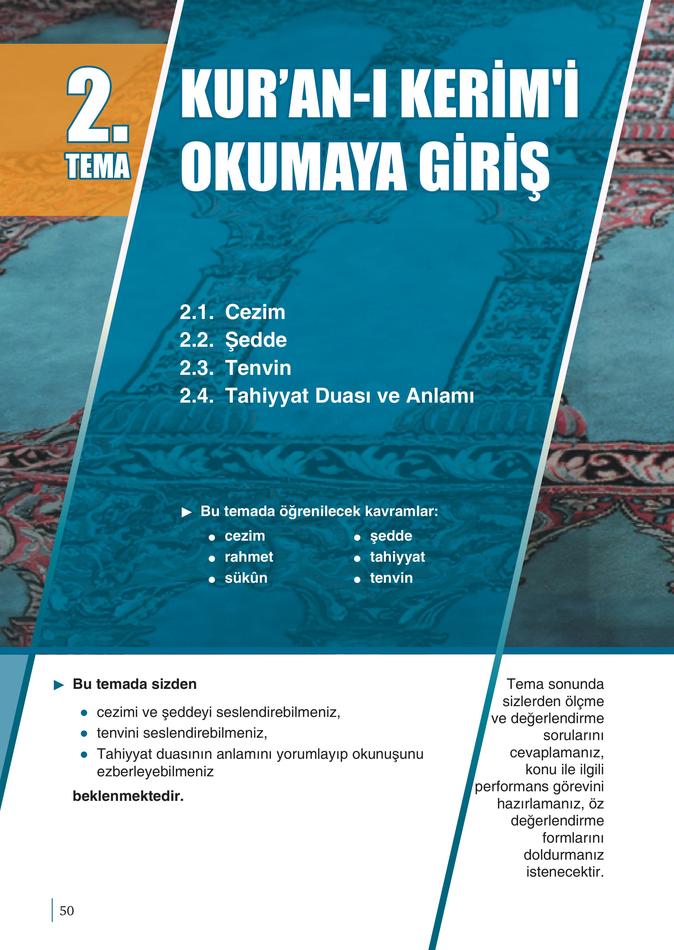 5. Sınıf Meb Yayınları Kur’an- Kerim Ders Kitabı Sayfa 50 Cevapları – derskitabicevaplarim.com