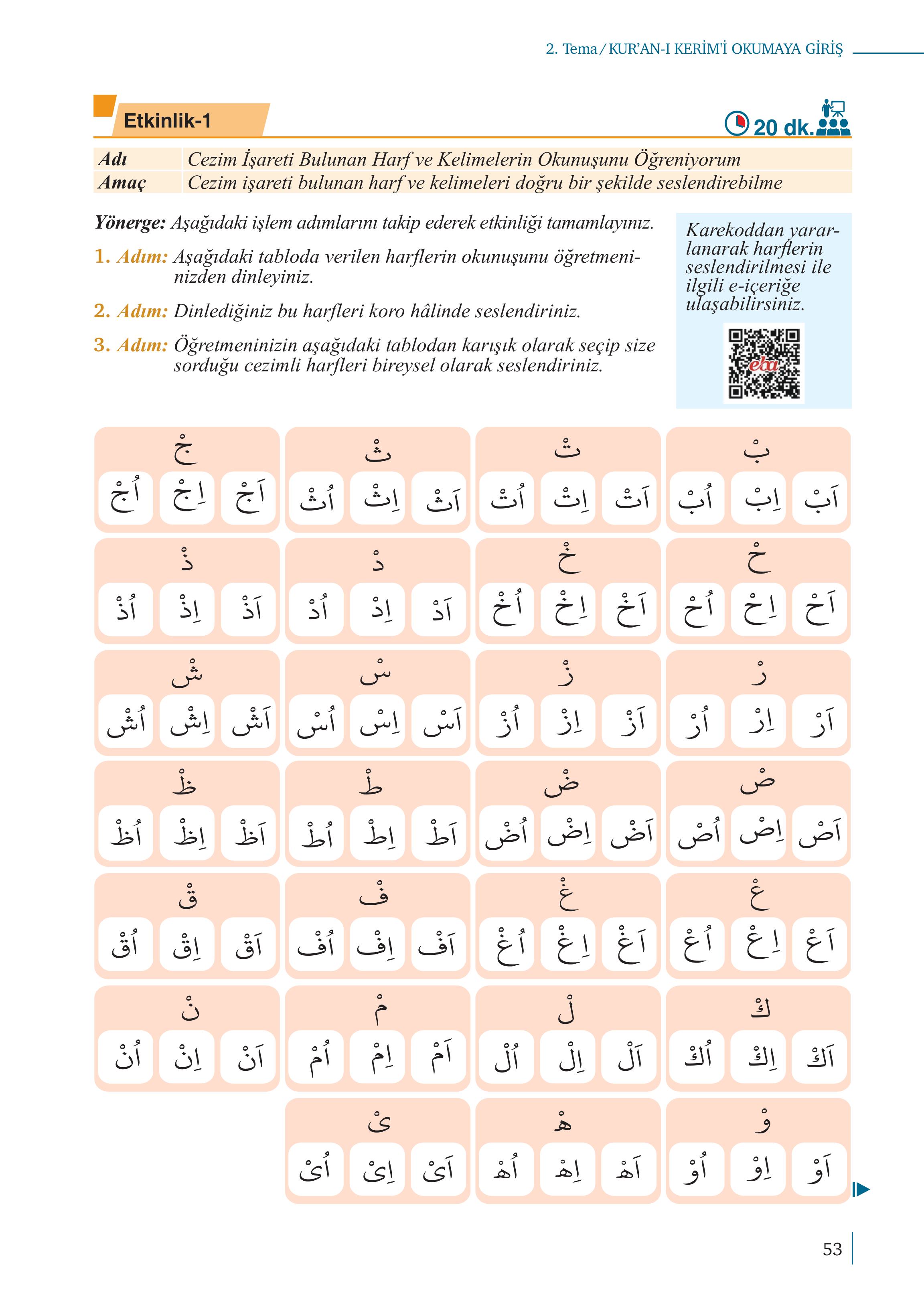 5. Sınıf Meb Yayınları Kur’an- Kerim Ders Kitabı Sayfa 53 Cevapları – derskitabicevaplarim.com