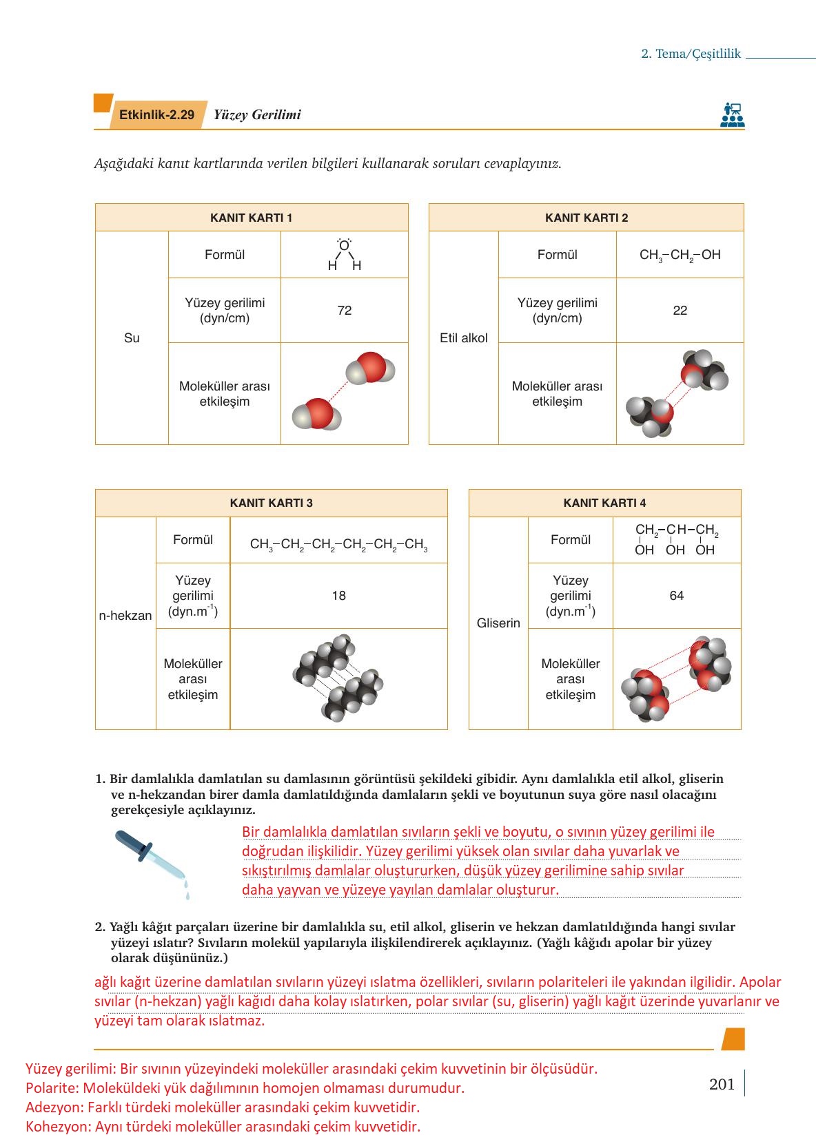 9. Sınıf Meb Yayınları Kimya Ders Kitabı Sayfa 201 Cevapları – derskitabicevaplarim.com