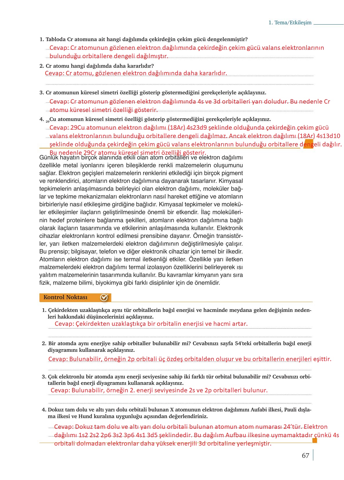 9. Sınıf Meb Yayınları Kimya Ders Kitabı Sayfa 67 Cevapları – derskitabicevaplarim.com
