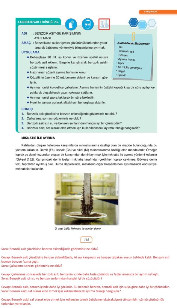 10. Sınıf Ata Yayıncılık Kimya Ders Kitabı Sayfa 119 Cevapları - derskitabicevaplarim.com