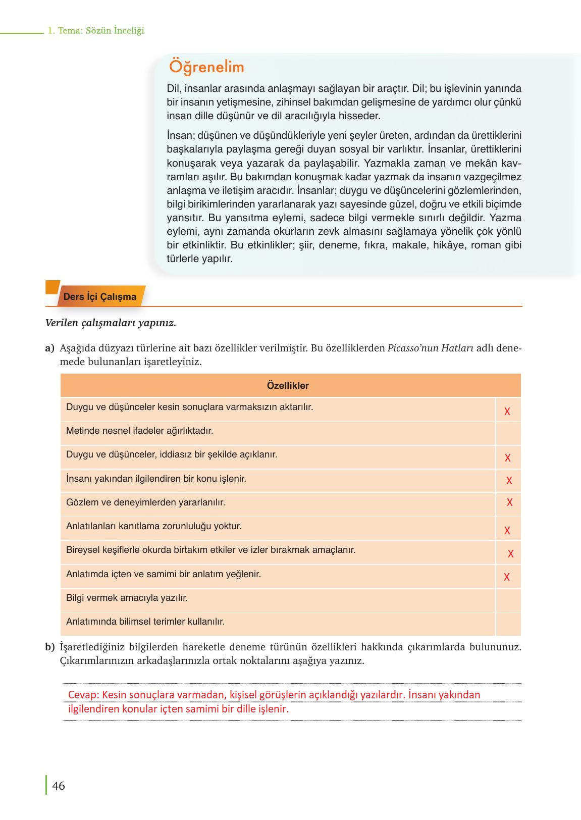 9. Sınıf Meb Yayınları Türk Dili Ve Edebiyatı Ders Kitabı Sayfa 46 Cevapları ...